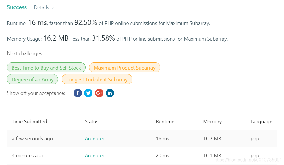 Leetcode Maximum Subarray 加最大的子序串 Csdn博客