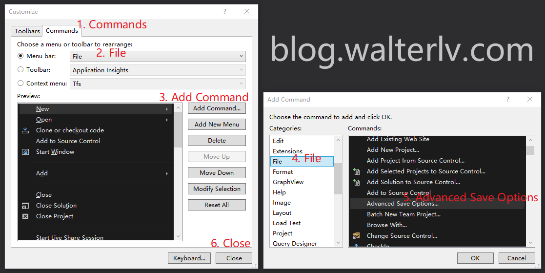 在 Visual Studio 中重新将高级保存功能放出来，便于强制指定文件编码格式_visual studio2019怎么保存-CSDN博客