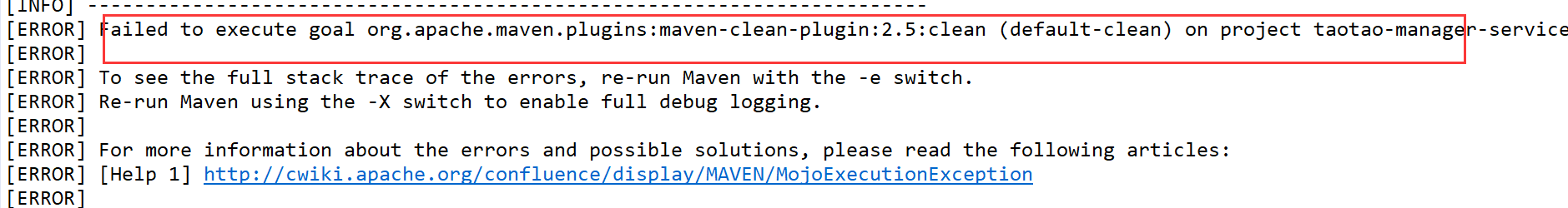 Maven报错：failed To Execute Goal Org Apache Maven Plugins Maven Clean Plugin 2 5 Clean Default