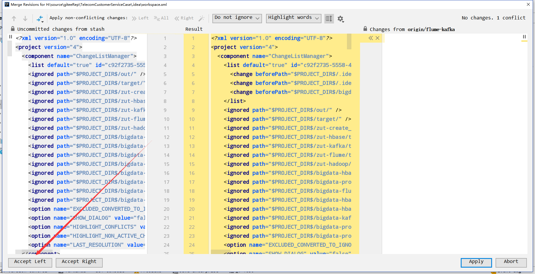 【Git】- IDEA 设置忽略git 文件上传类型 以及由于配置文件发生冲突的解决办法_idea切换分支提示.iml文件冲突-CSDN博客
