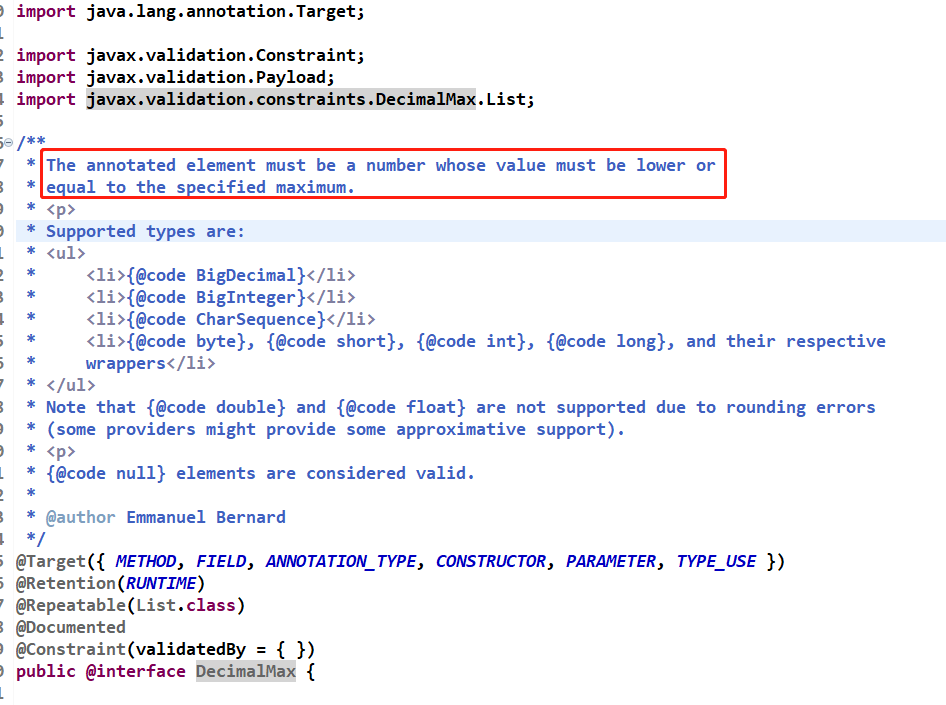 @DecimalMax注解 : does not represent a valid BigDecimal format-CSDN博客