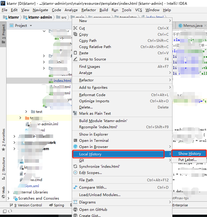IDEA 中恢复历史代码_idea local history被清除了,怎么办?-CSDN博客