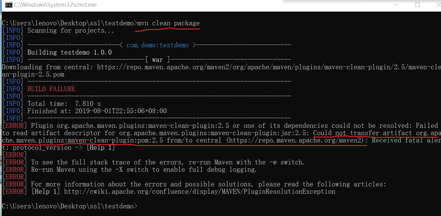 mvn clean package 报错：Could not transfer artifact org.apache.maven.plugins:maven-clean-plugin ...