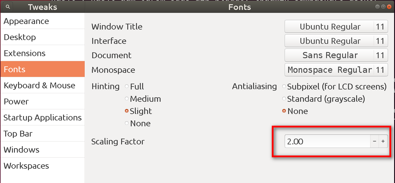 Unbuntu18.04高分屏界面参数设置_ubuntu display里面没有scale-CSDN博客