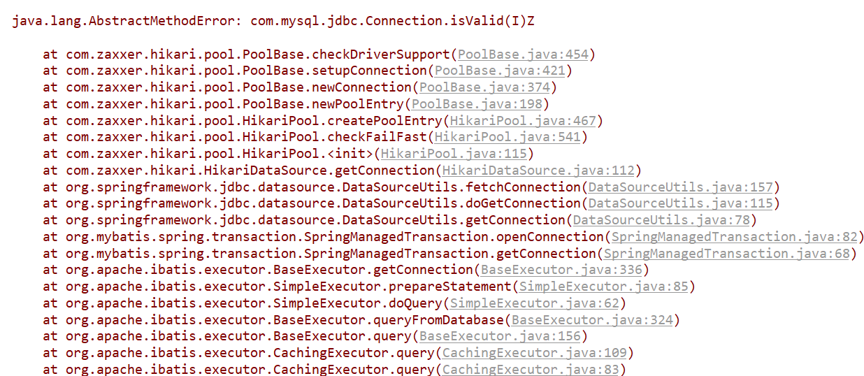 com.mysql.jdbc.Connection.isValid(I)Z，Driver does not support get/set ...