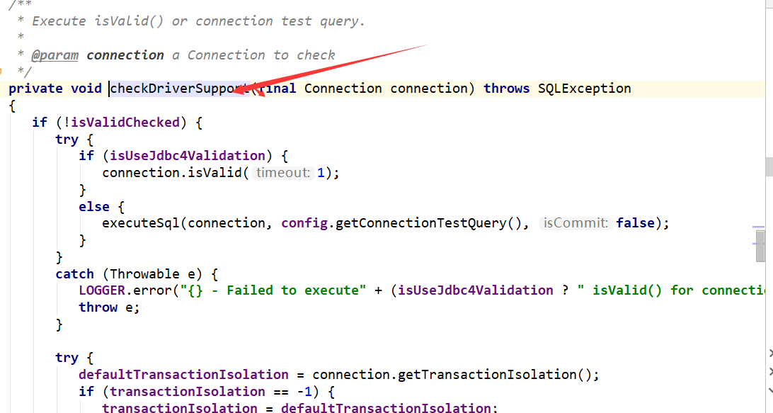 com.mysql.jdbc.Connection.isValid(I)Z，Driver does not support get/set network timeout for ...