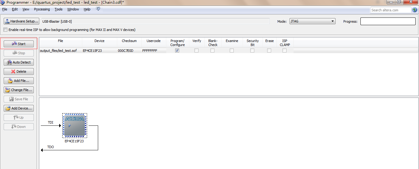 quartus Ⅱ 12.1 使用教程（3） 点亮LED灯_ep4ce15f23c8时钟频率-CSDN博客