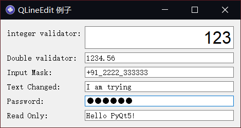 PyQt5—基本窗口控件之 QLineEdit_qlineedit自动换行-CSDN博客