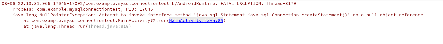 java.lang.NullPointerException: Attempt to invoke interface method ...