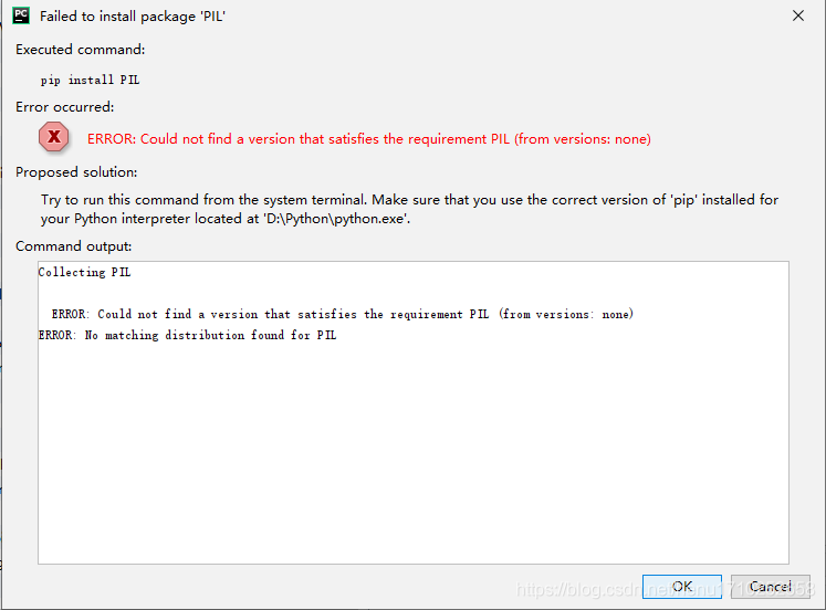 Python3中安装pil库时出现错误could Not Find A Version That Satisfies The Requirement Pil From Versions