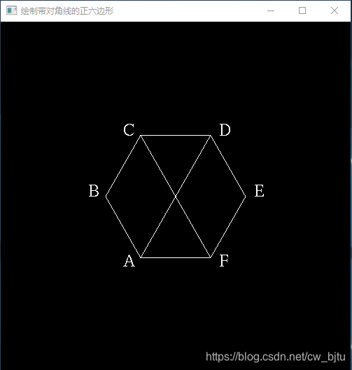 Opengl入门(三)绘制带对角线的正六边形,并在各个顶点上标明字母opengl画对角线是哪个函数 Csdn博客