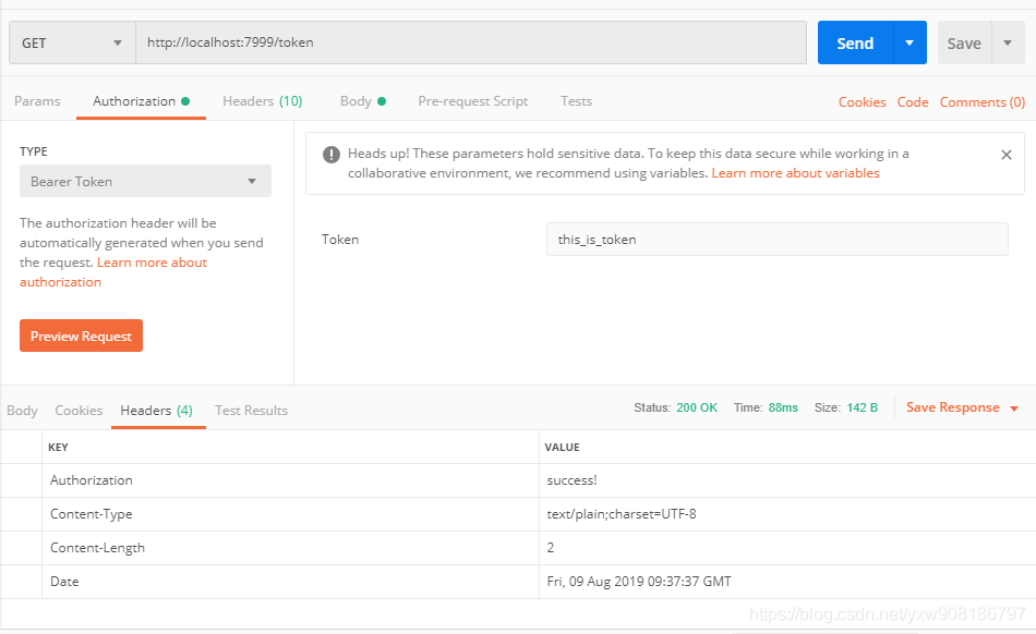 使用协议header中的authorization传递token Authorization {token} Csdn博客