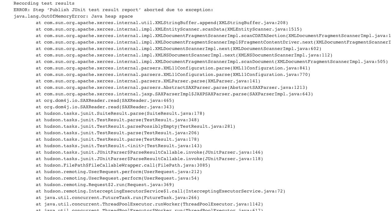 ERROR: Step ‘Publish JUnit test result report’ aborted due to exception ...