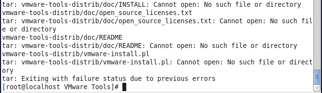 在Linux中安装VMware-Tools步骤，以及tar 解压缩安装包时出现“tar:Exiting with failure status due to previous errors ...