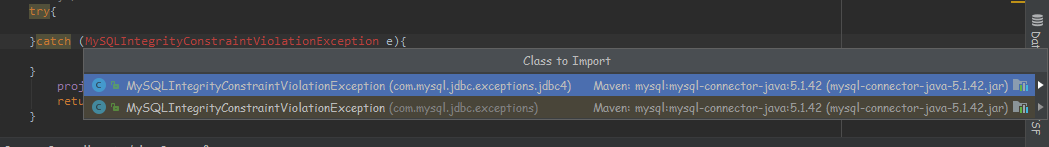 Catch exceptions DataIntegrityViolationException and MySQLIntegrityConstraintViolationException ...