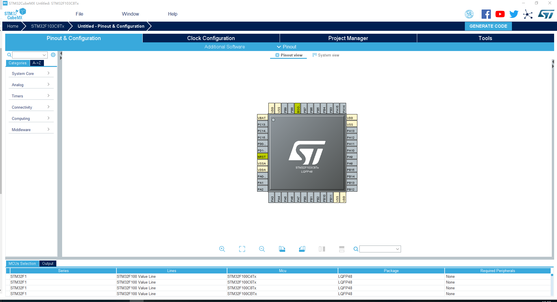 STM32 - CubeMX 的使用实例详细（01）- STM32F103的配置 - GPIO设定_cubemaxstm32f103rct6矩阵按键管教配置-CSDN博客