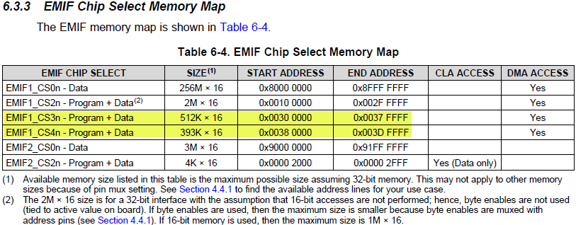 CCS/TMS320F28377D: EMIF interface - CS2-CS4 start address configuration CS2-CS4起始地址_28377d的emif ...