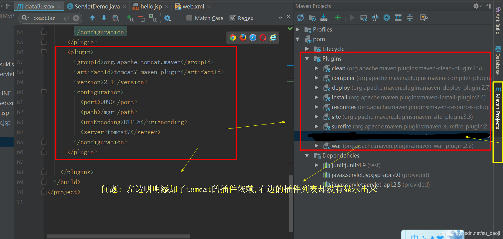 Idea Maven Pom添加了tomcat依赖右栏maven插件列表却显示不出tomcat插件图标idea中在pom中添加了依赖 但是在右侧的maven中不显示添加的依赖 Csdn博客