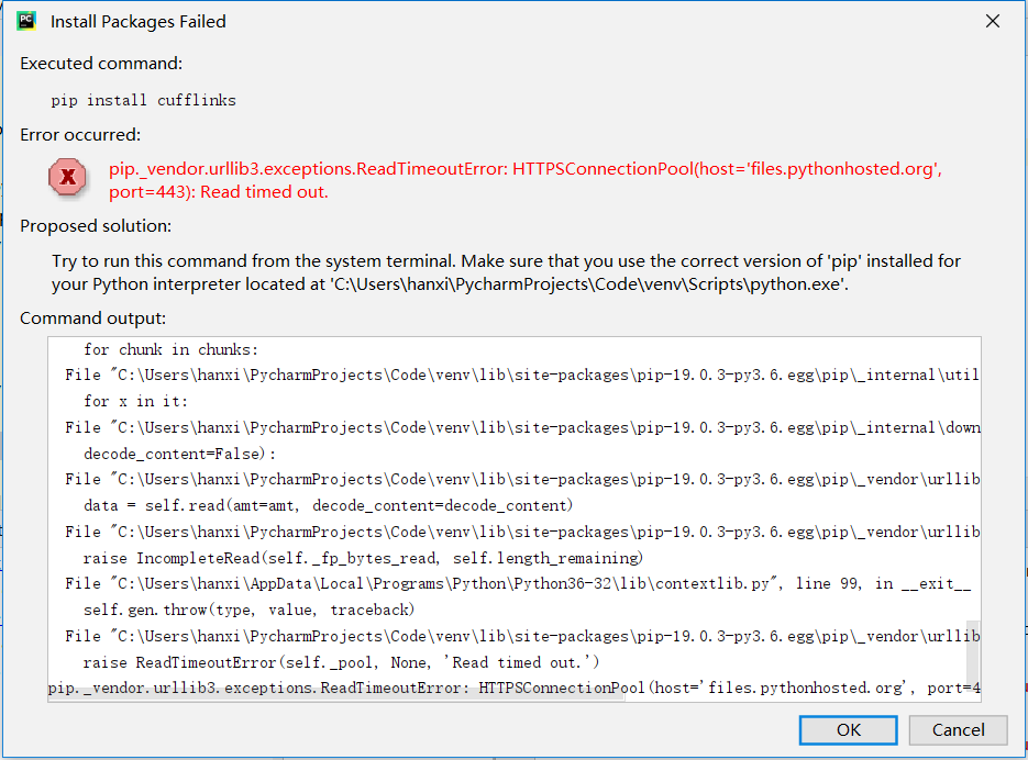 Python报错pip._vendor.urllib3.exceptions.ReadTimeoutError: HTTPSConnectionPool解决方法_pip vendor ...