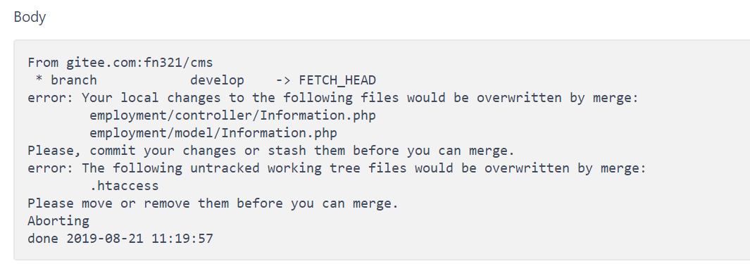 git error: The following untracked working tree files would be overwritten by merge 服务器自动更新-CSDN博客