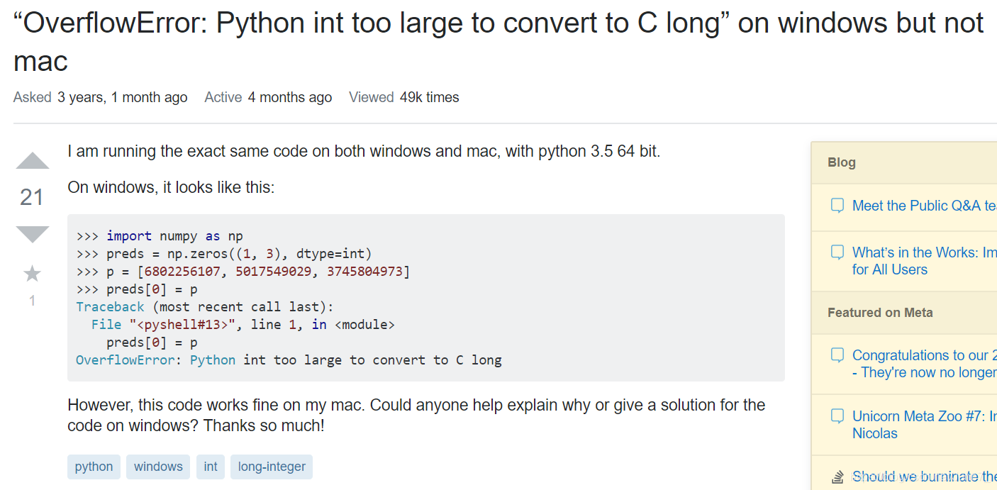 Django Overflowerror Python Int Too Large To Convert To C Long 错误 Csdn博客