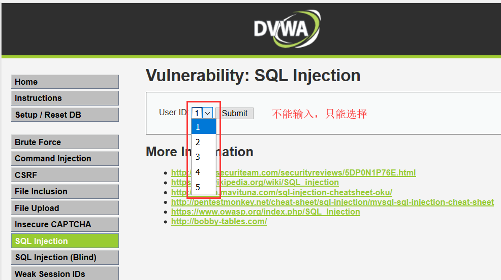 Kali渗透测试之DVWA系列（三）——SQL Injection（SQL注入）_在kali中dvwa的安全级别设置为low,然后完成“sql ...
