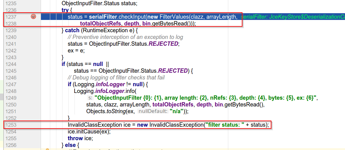 JceKeyStore "ObjectInputFilter REJECTED" 问题分析与解决_weblogic日志中报objectinputfilter rejected:class ...