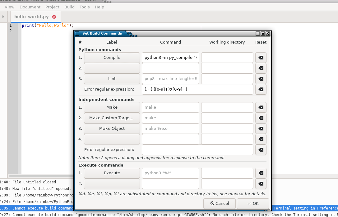 Linux配置geanypython3开发环境问题解决cannot Execute Build Command Xterm E Csdn博客 