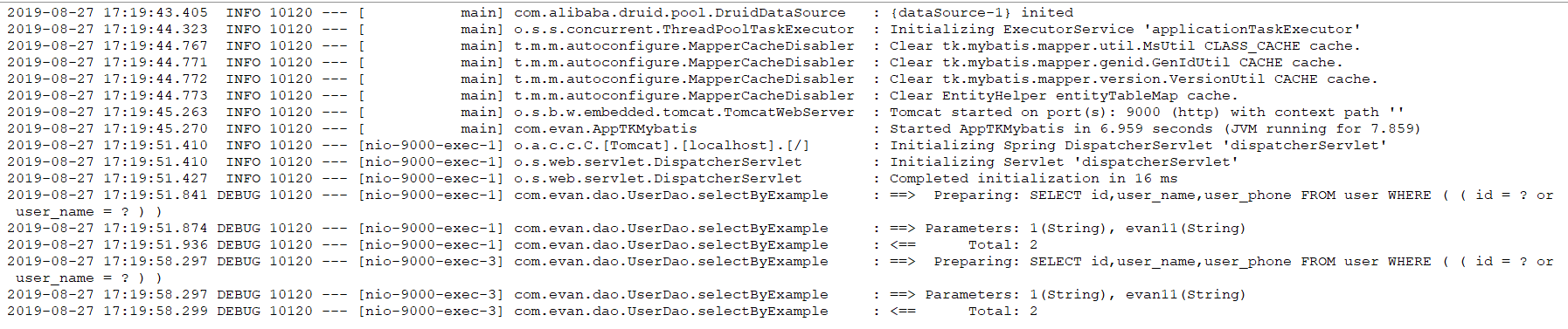 Springboot Mybatis Tkmybatis打印sql到控制台 Tk Mybatis Sql打印 Csdn博客