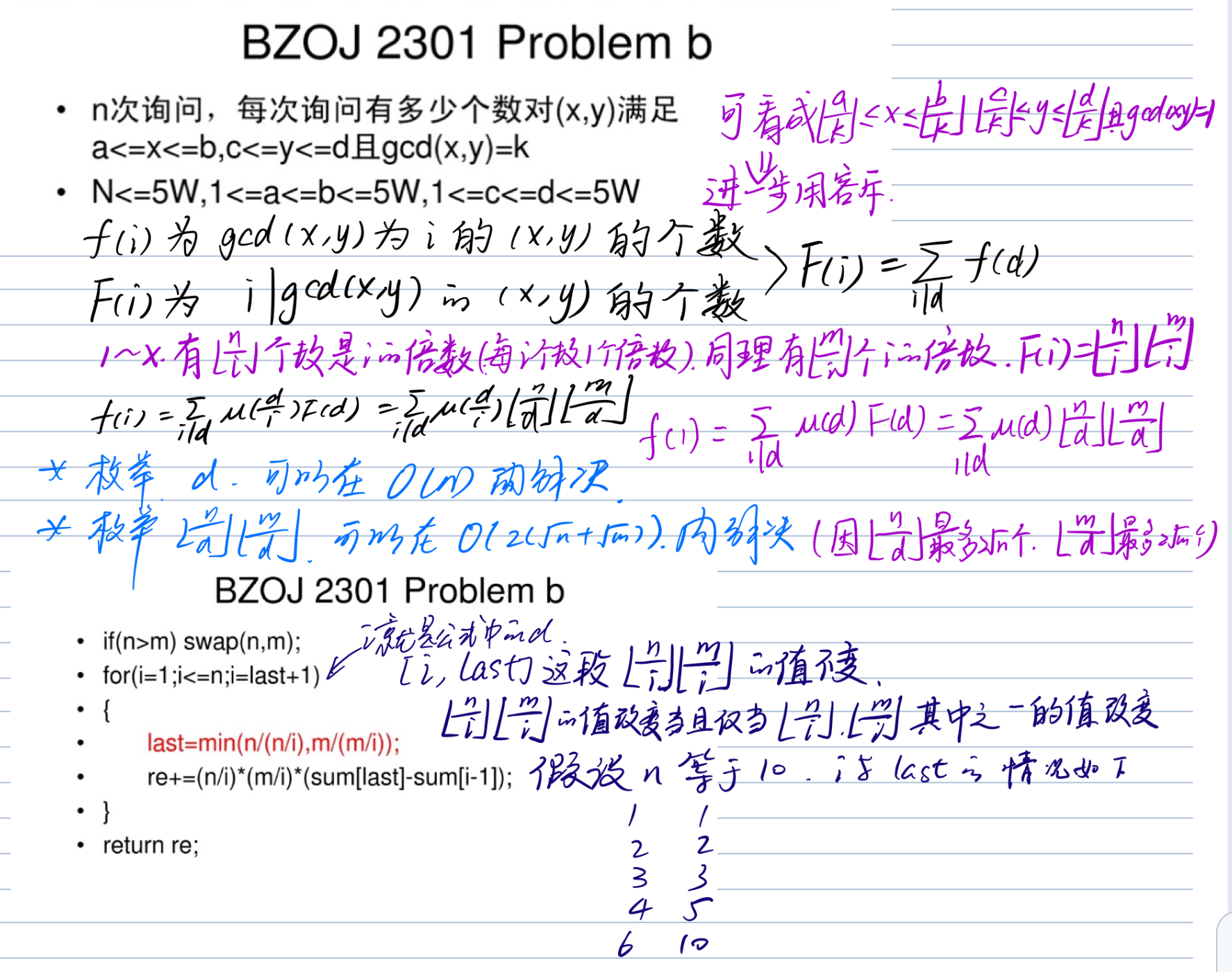 Bzoj 2301 莫比乌斯反演模板题 Problem B Csdn博客