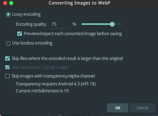 使用Android Studio批量转换图片为Webp格式_android studio png转webo-CSDN博客
