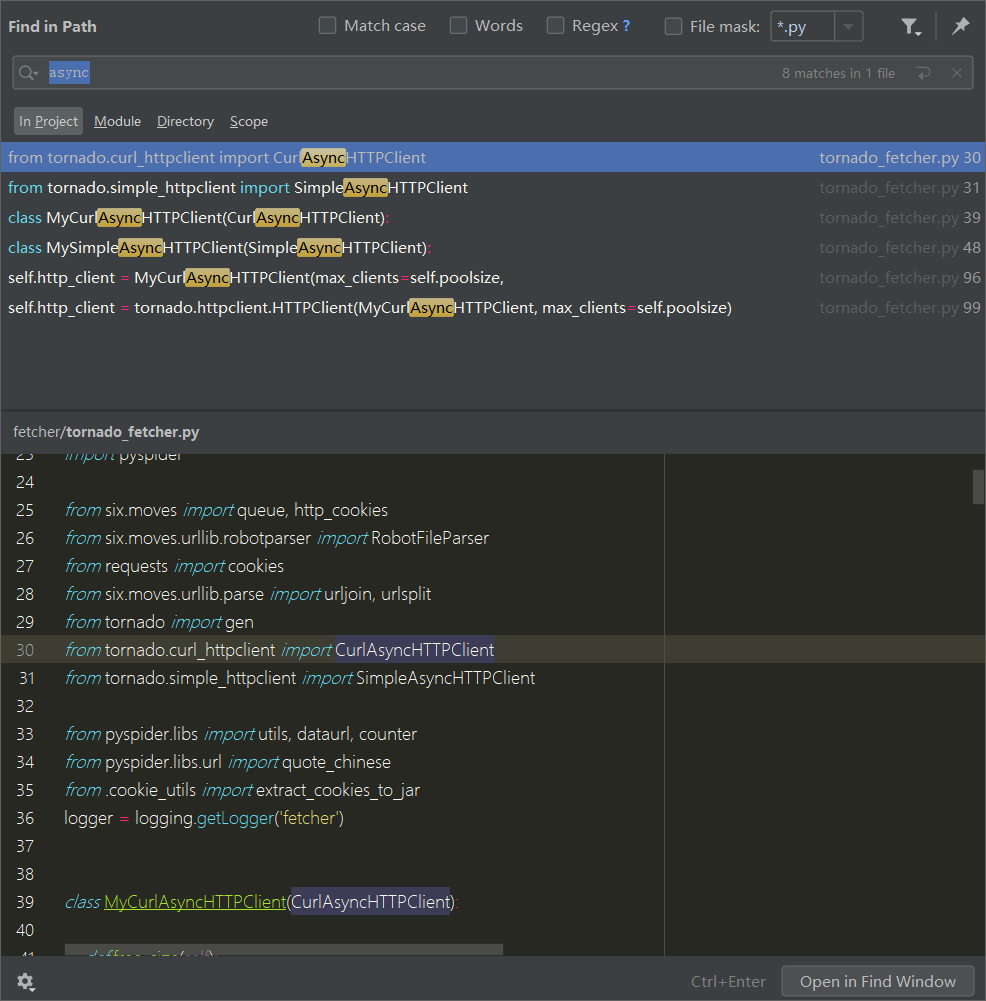 windows客户端pip安装pyspider完全指南（SyntaxError:invalid syntax、async语法报错、非引用替换关键字、全局查找针对性替换、Pycharm ...