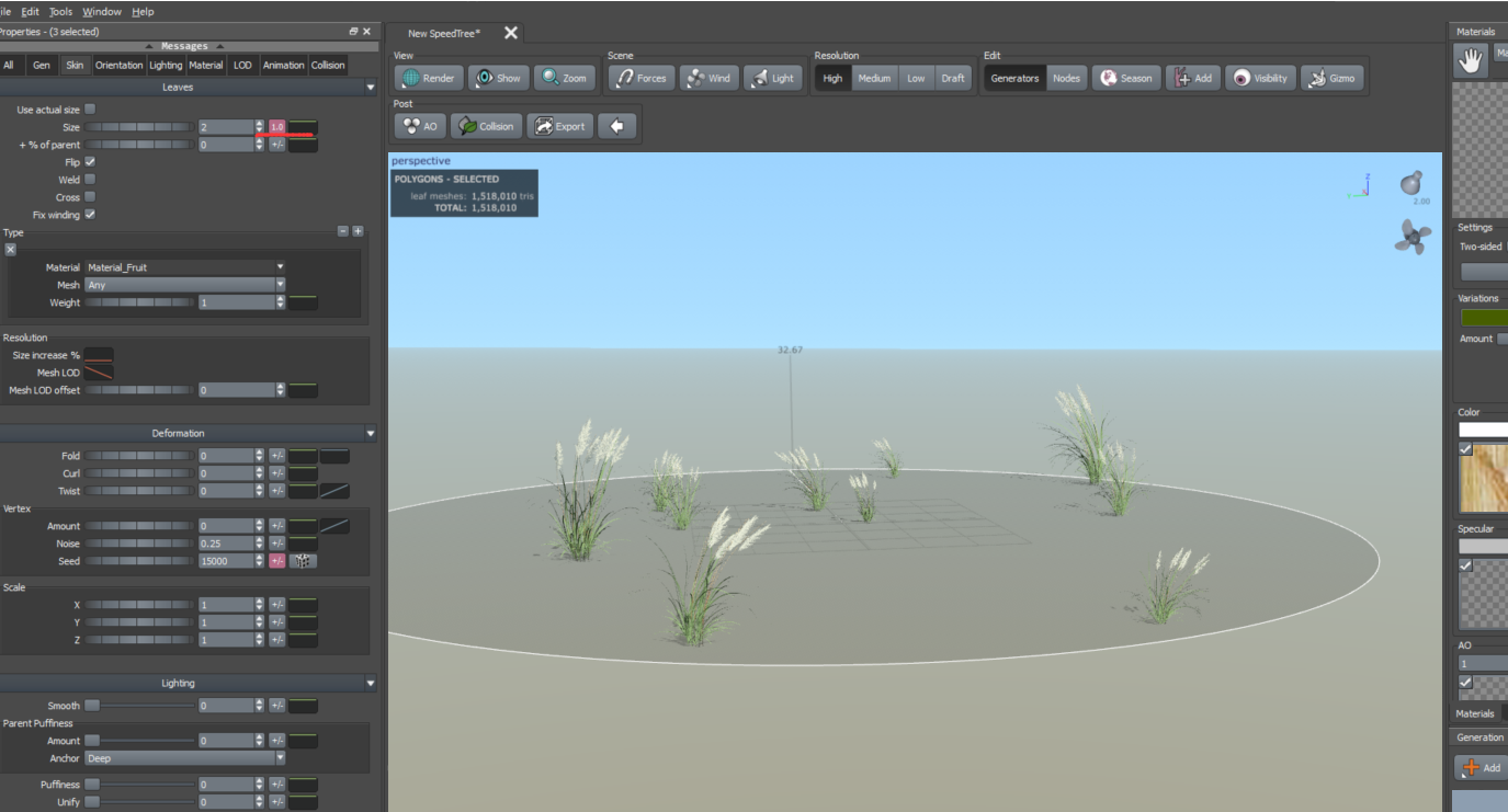 Speedtree学习笔记（案例）——拥有多种材质的植物如何导入使用（以草为例）_L人青的博客-CSDN博客_speedtree怎么导入obj文件