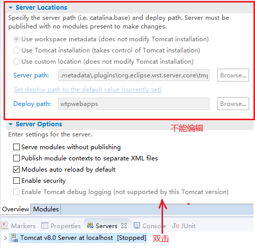 解决eclipse中配置Tomcat服务的Server Location选项不能修改的问题_no servers are available-CSDN博客
