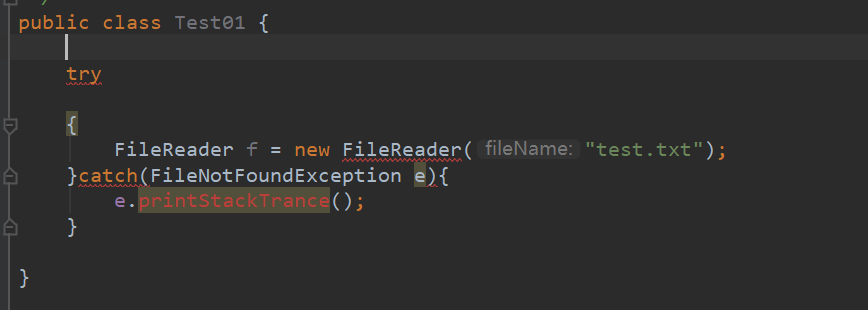 Java try-catch编译器一直报错“Unexpected token”_try catch unexpected token-CSDN博客