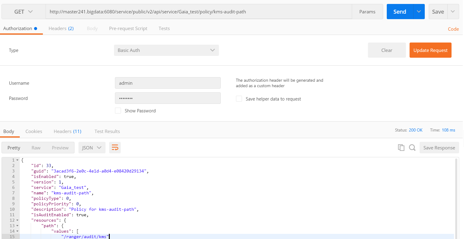 Apache Ranger Public REST APIs-Server-Policy使用Postman测试_apache ranger api-CSDN博客