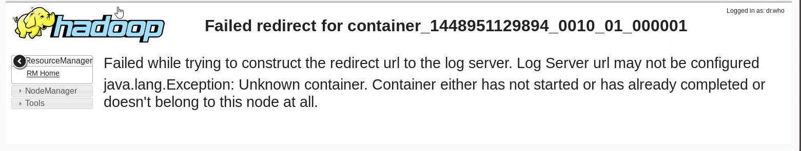 【Hadoop】 在yarn界面查看聚合日志报错_failed while trying to construct the redirect-CSDN博客