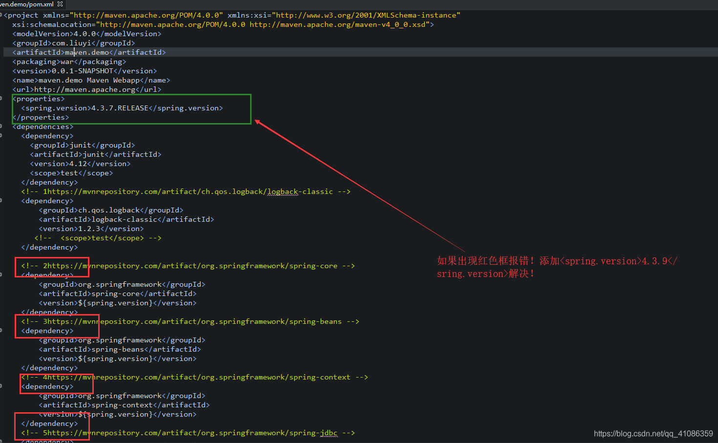 六祎 【maven项目报错】missing Artifact Org Springframework Spring Webmvc Jar {spring Version}(已解决) 你好