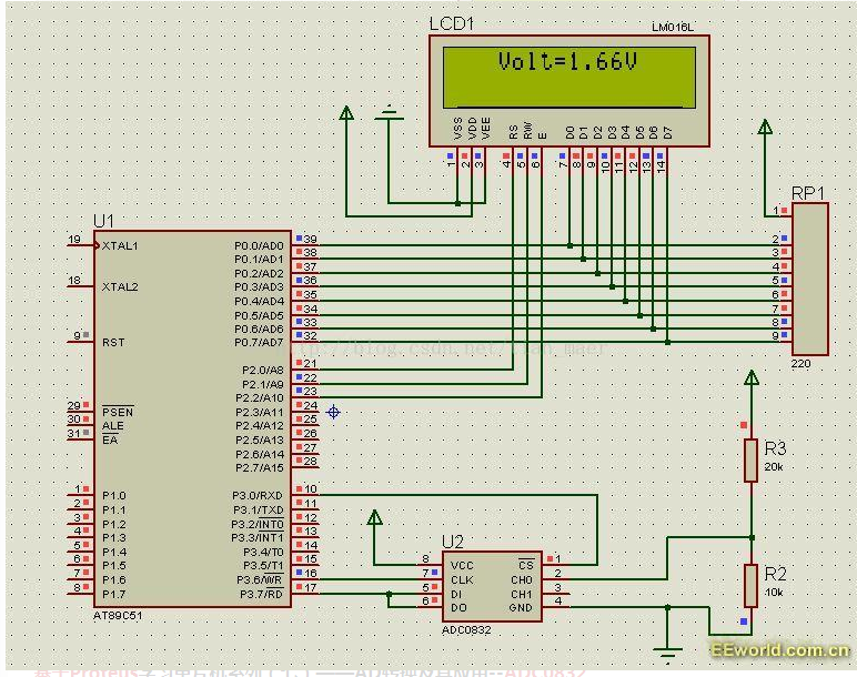 基于proteus的51单片机仿真实例八十、模数转换器ADC0832应用实例（AD转化值计算部分是重点）_adc0832ccn引脚图及功能-CSDN博客