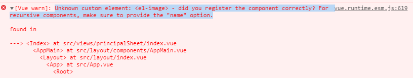 Unknown Custom Element El Image Did You Register The Component Correctlyfor Recursive Compone