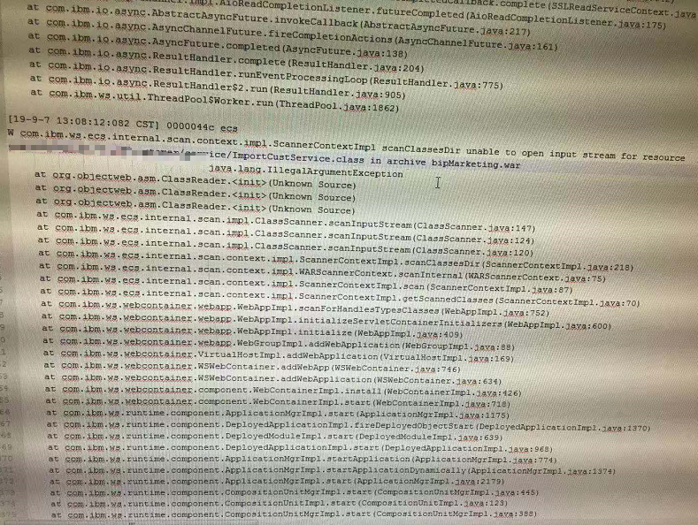 was启动报错：com.ibm.ws.ecs.internal.scan.context.impl.ScannerContextImpl_启动was停止 com.ibm.ws.usage ...
