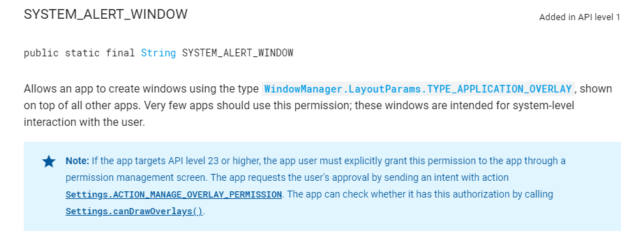 WindowManager权限：android.permission.SYSTEM_ALTER_WINDOW_window management permission-CSDN博客