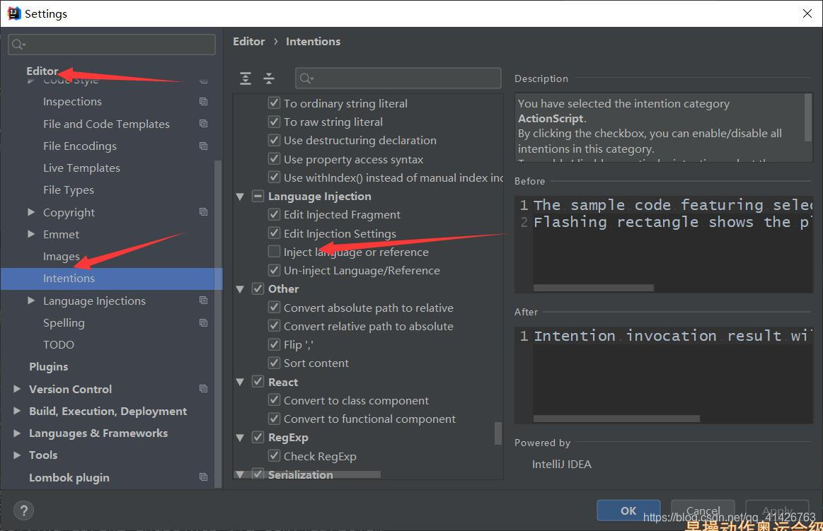 在idea中sql语句不提示自动补齐写sql语句按altenter不提示inject Language解决办法idea