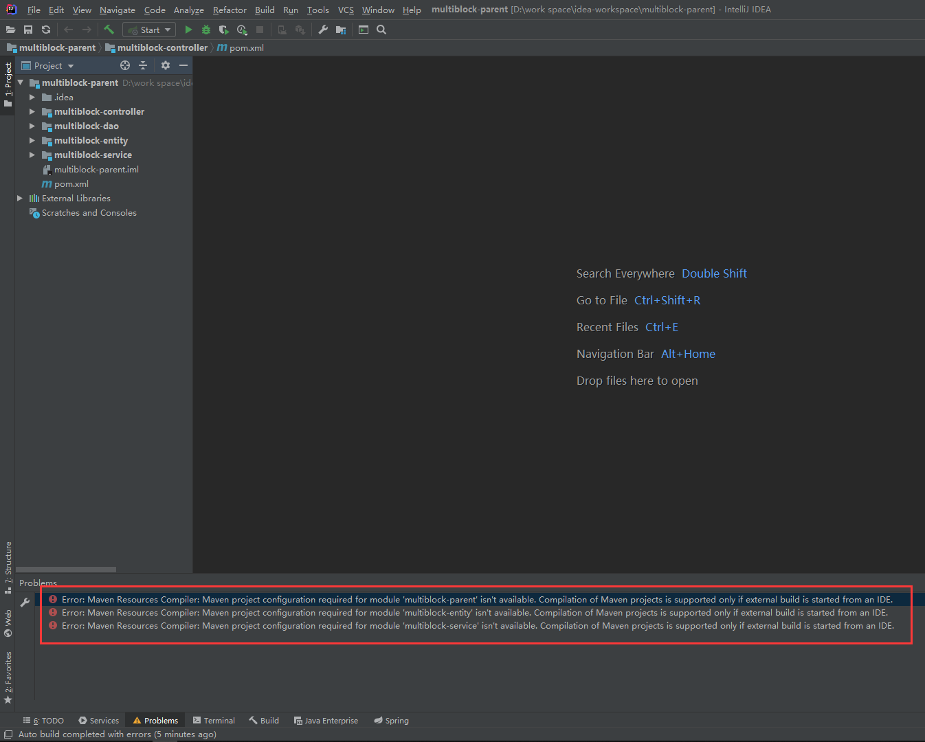 错误：Maven Resources Compiler: Maven project configuration required for module ‘xxx‘ isn‘t ...