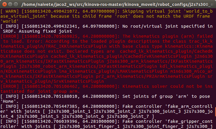 抓取-ros中一些仿真问题_the kinematics plugin (arm) failed to load. error:-CSDN博客