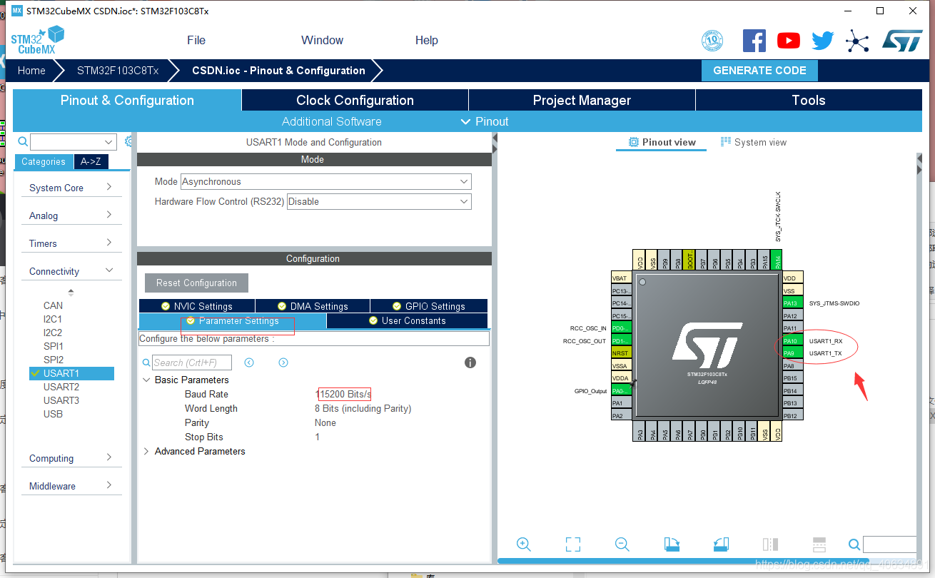 Stm32 Mx Cube 学习笔记 03 Usart配置stm32 Cubemx 重新定义uart名称 Csdn博客