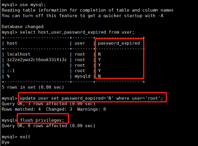 SQLException: Your password has expired. To log in you must change it using a client that ...