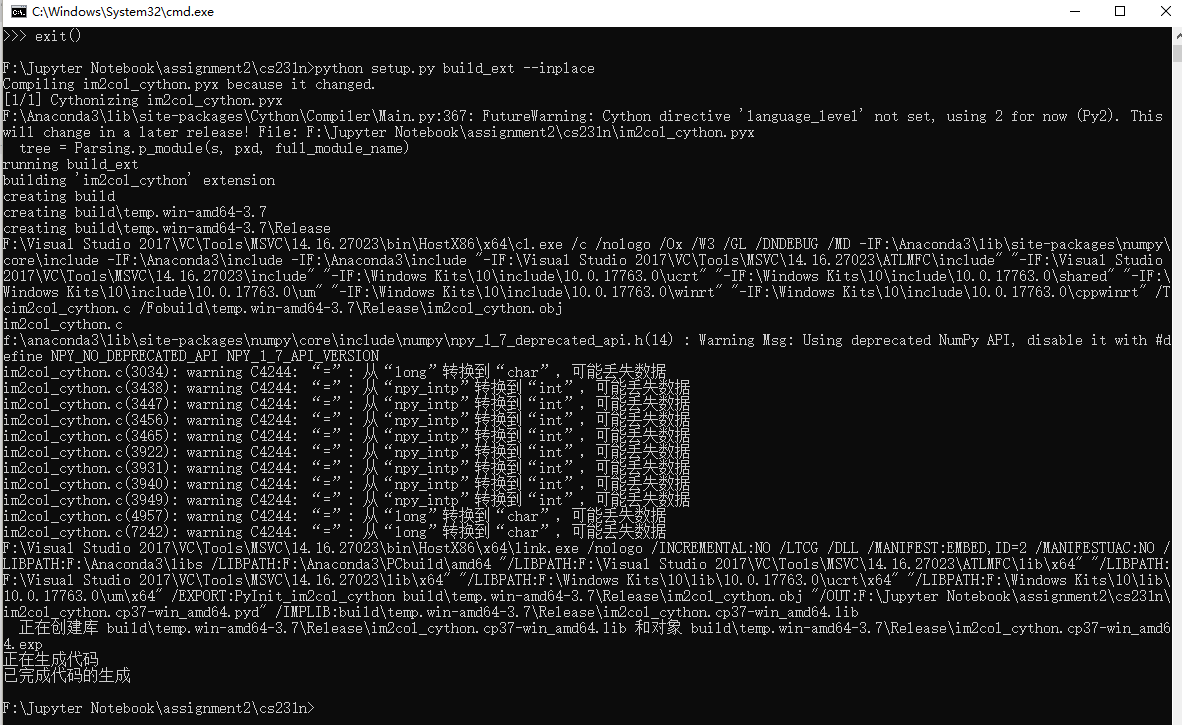 CS231n-assignment2中'col2im_6d_cython' is not defined问题解决方案_the fast convolution implementation ...