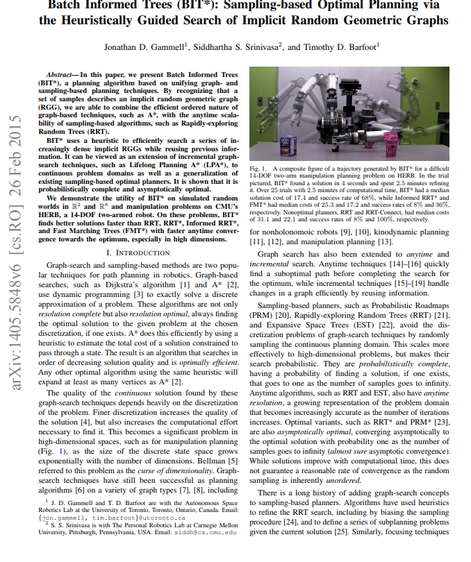 BIT* Sampling-based Optimal Planning via the Heuristically Guided Search of Implicit Random_bit ...