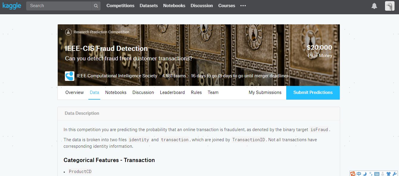 kaggle比赛记录——ieee_fraud_detection问题_ieee-cis fraud detection dataset-CSDN博客